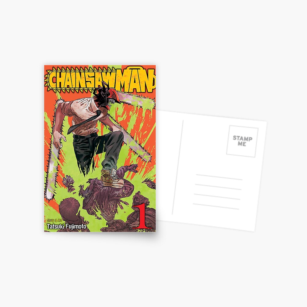 "Chainsaw Man Manga Volume 1 Cover Anime" Postcard for Sale by ...