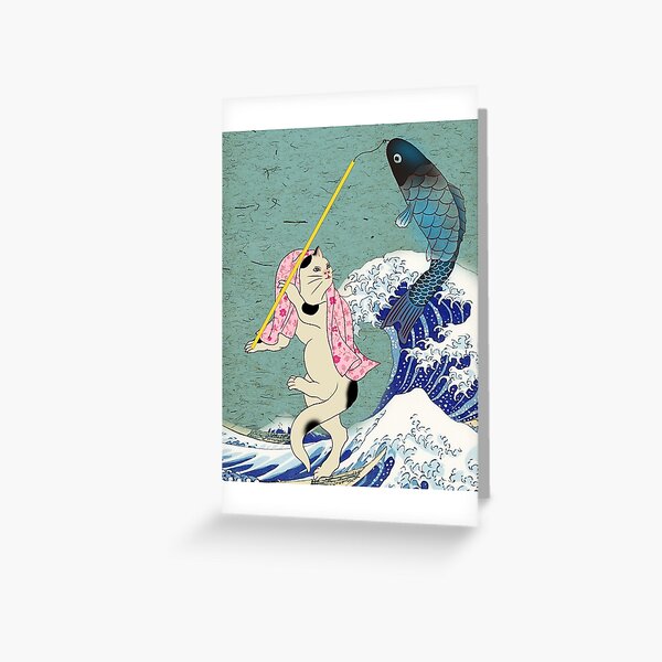 "Japanese wave and cat art, Japanese cat drawing, Japanese ink art ...