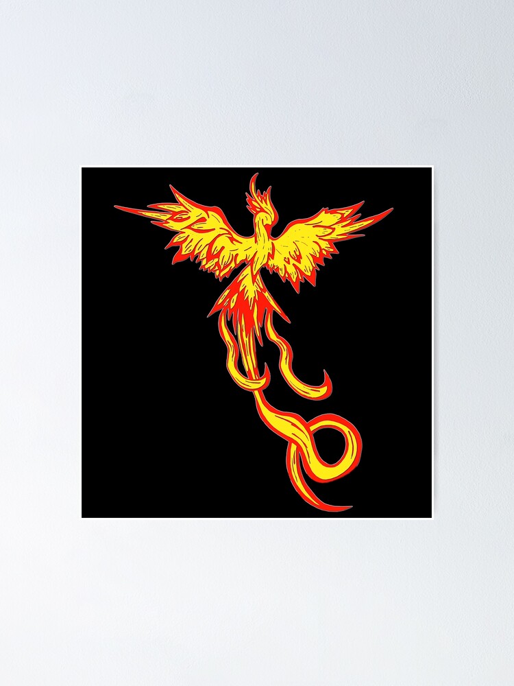 "flying fire creature sideways, fire bird" Poster for Sale by Kirei ...