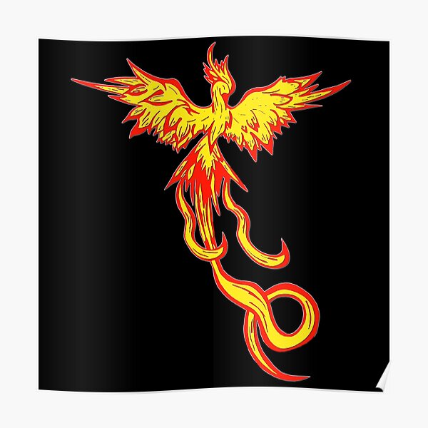 "flying fire creature sideways, fire bird" Poster for Sale by Kirei ...