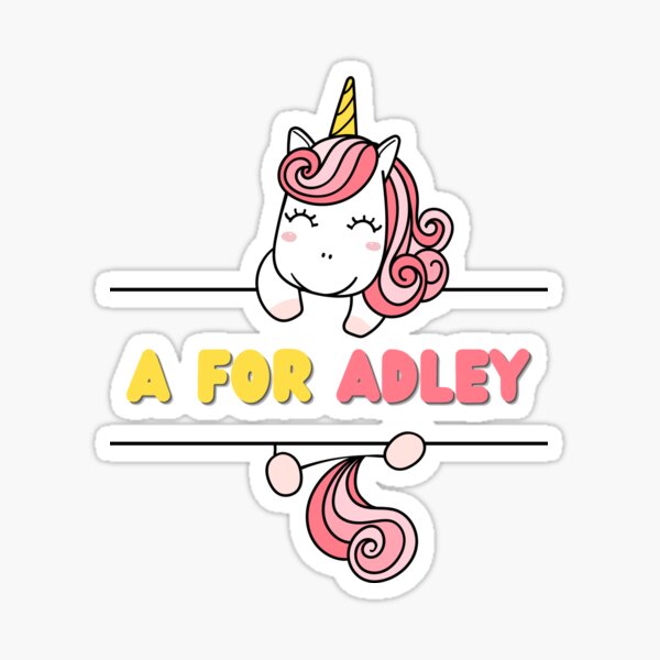 "A For Adley Unicorn " Sticker for Sale by VanshGraphics | Redbubble