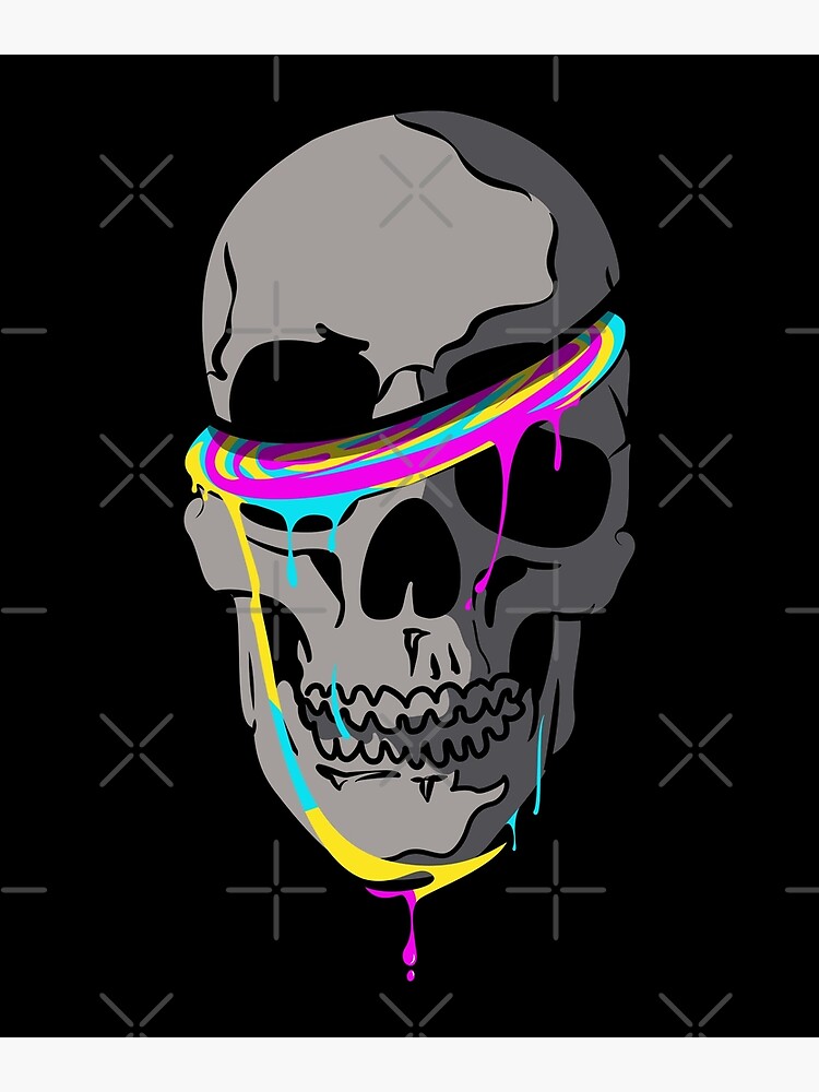 "Drip Skull Color of Paint" Poster for Sale by HippoSynthwave | Redbubble