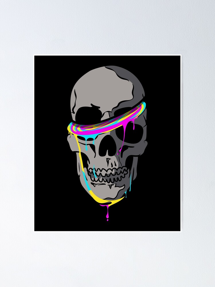 "Drip Skull Color of Paint" Poster for Sale by HippoSynthwave | Redbubble