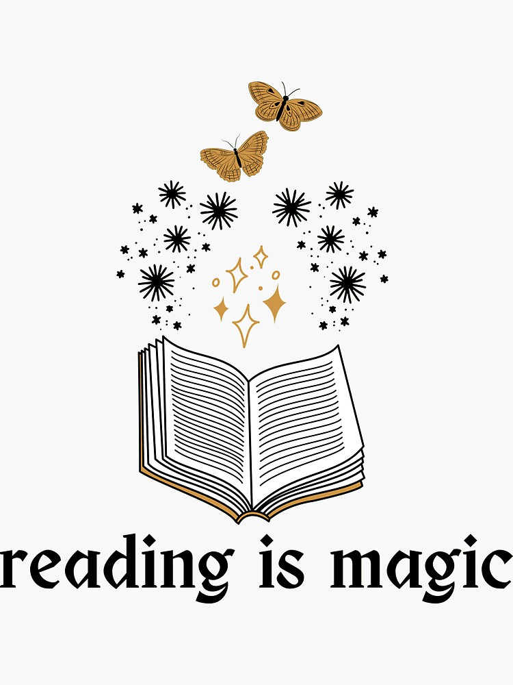 "Reading is Magic [moths]" Sticker for Sale by TombAndTome | Redbubble