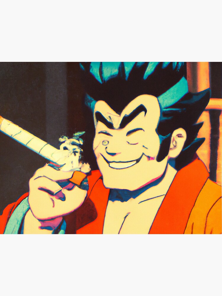 "80's Vintage Anime Samurai holding a cigar" Sticker for Sale by AI ...