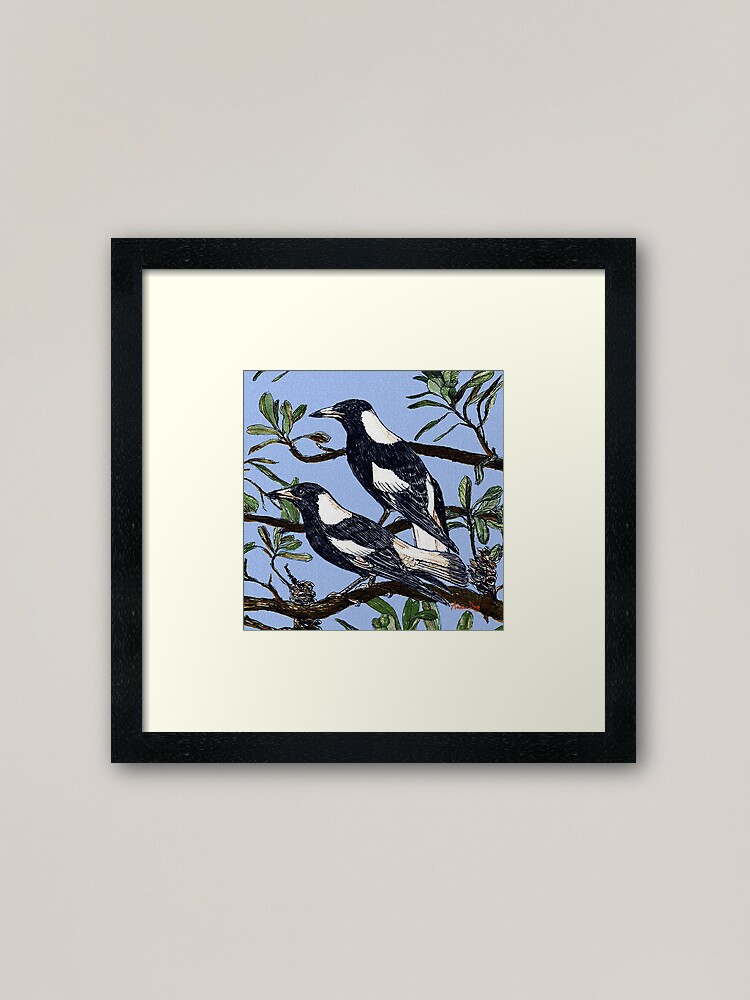 "Two Magpies" Framed Art Print for Sale by printsisters | Redbubble