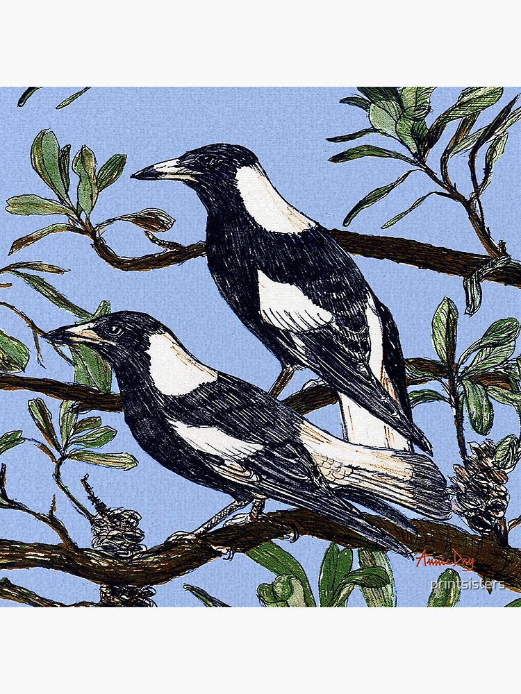 "Two Magpies" Framed Art Print for Sale by printsisters | Redbubble