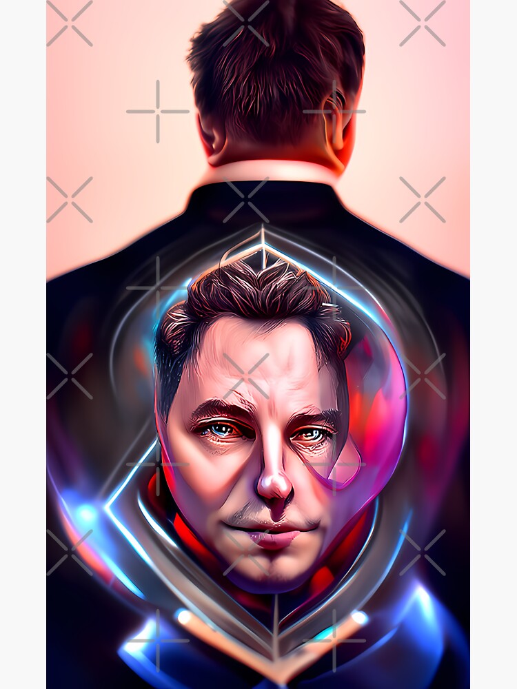 "Elon Musk behind his back | AI generated art" Sticker for Sale by ...