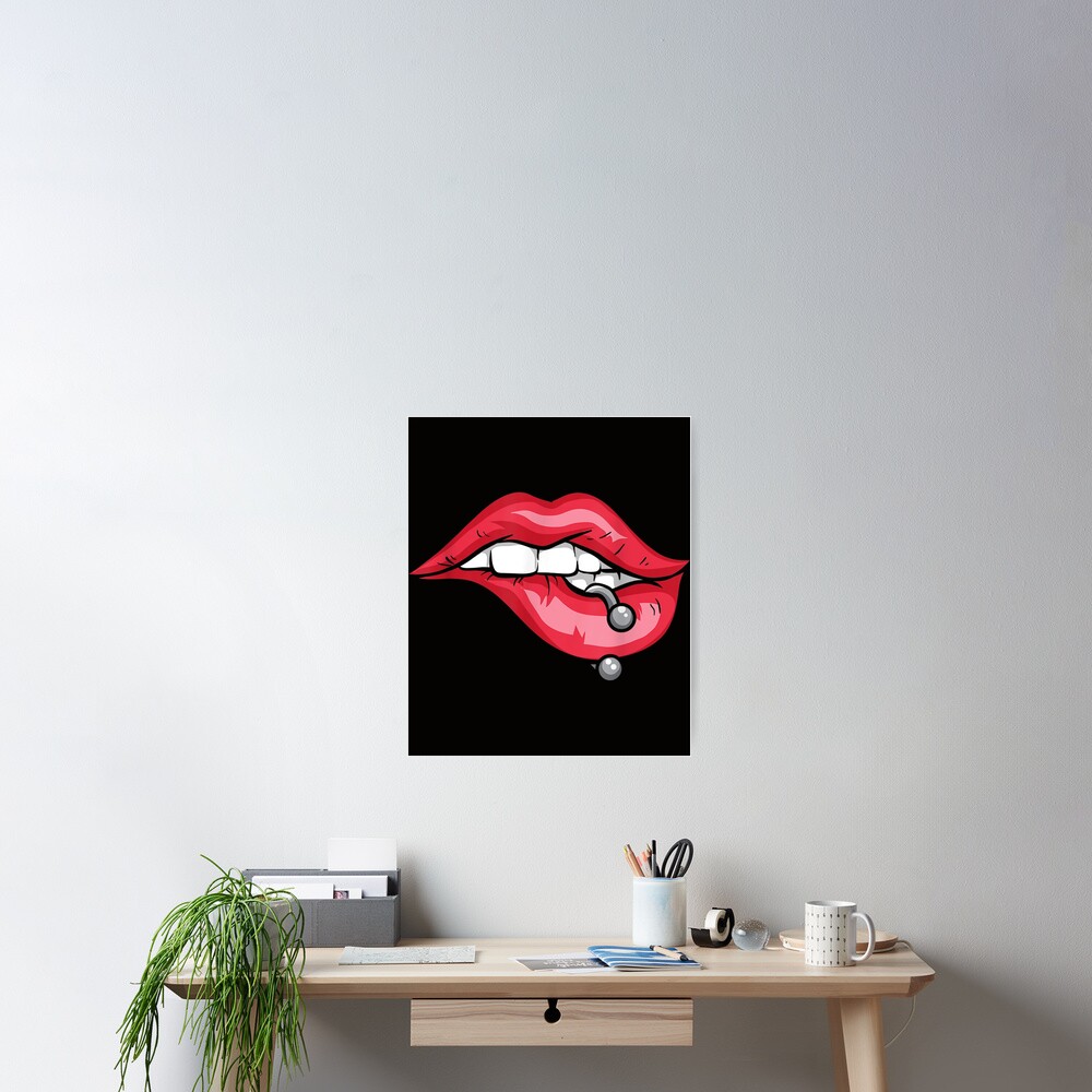 "Rock Gothic - Lip Pierced Mouth - Piercing Lips - Punk Rock" Poster ...