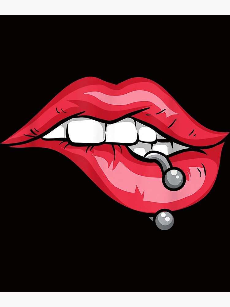 "Rock Gothic - Lip Pierced Mouth - Piercing Lips - Punk Rock" Poster ...