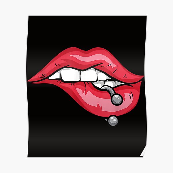 "Rock Gothic - Lip Pierced Mouth - Piercing Lips - Punk Rock" Poster ...