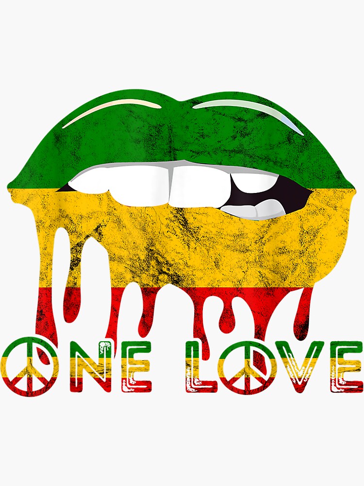 "Rasta Reggae Lips Mouth Jamaican Music Kissing One Love" Sticker for ...