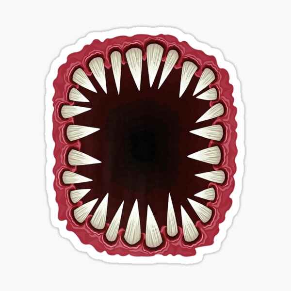 "Scary Horror Alien Monster Mouth Full Of Sharp Teeth Premium" Sticker ...