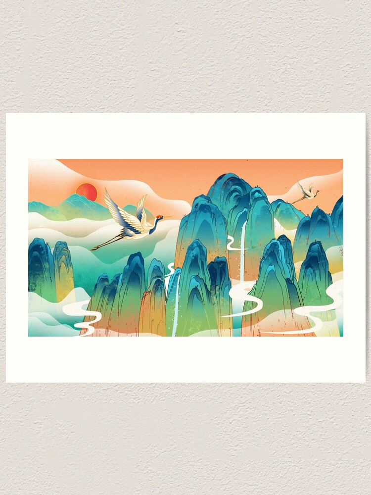 "Chinese art,, Chinese Beautiful mountains and sun Art, Chinese sun and ...