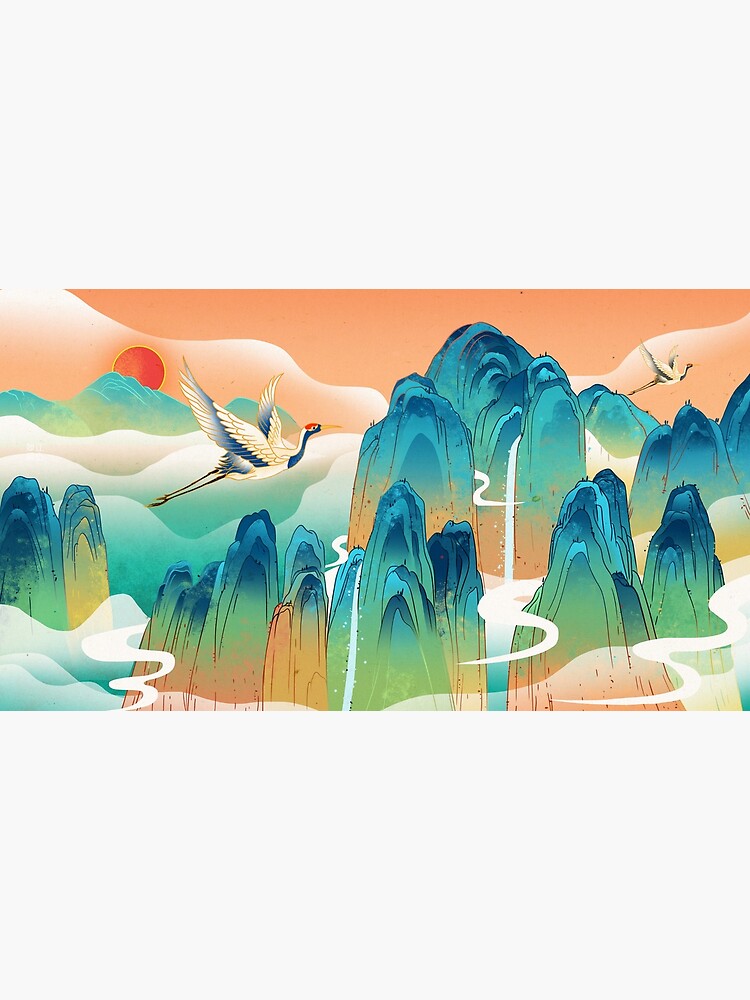 "Chinese art,, Chinese Beautiful mountains and sun Art, Chinese sun and ...