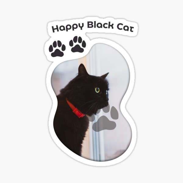 "happy black cat t-shert and stekrs" Sticker for Sale by amen55 | Redbubble