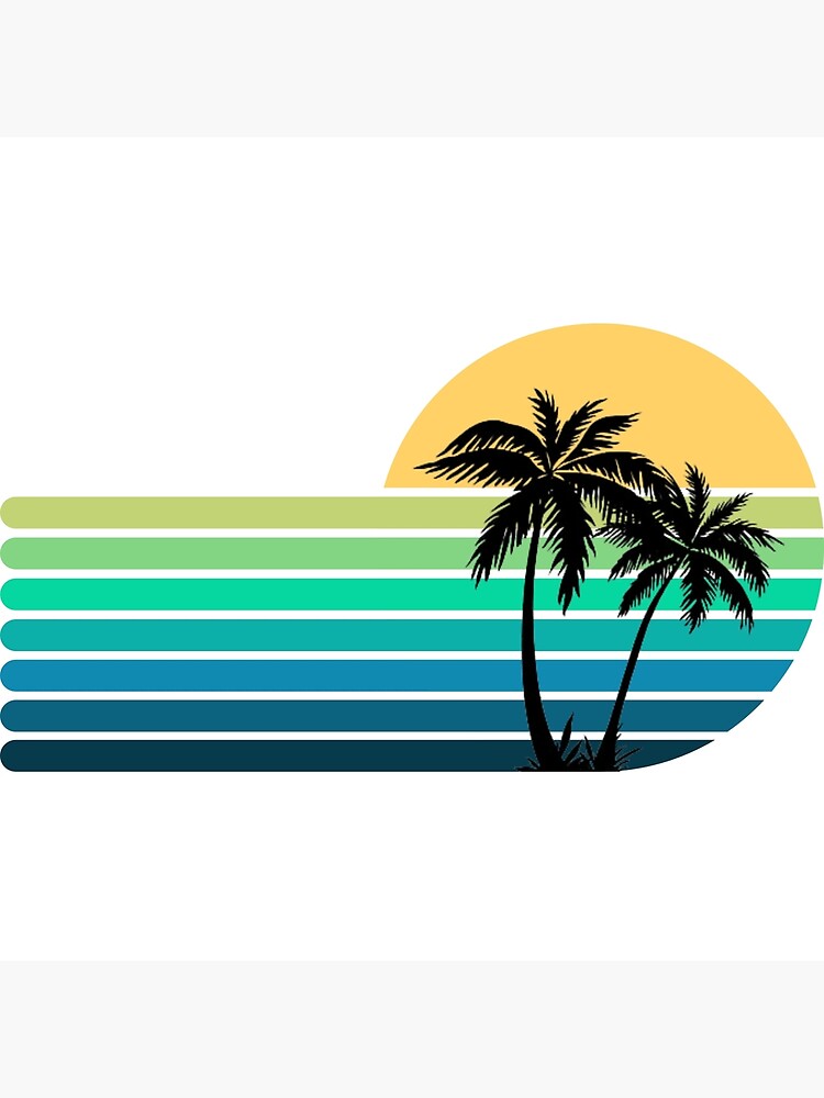 "Blue Retro Palm, Palm Tree, Retro Sunset, Beach Sunset, Ocean, Blue ...