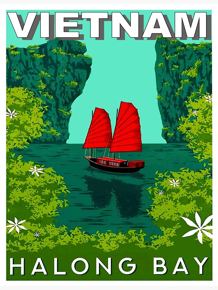 "HALONG BAY: Vintage Vietnam Travel Advertising Print" Sticker for Sale ...