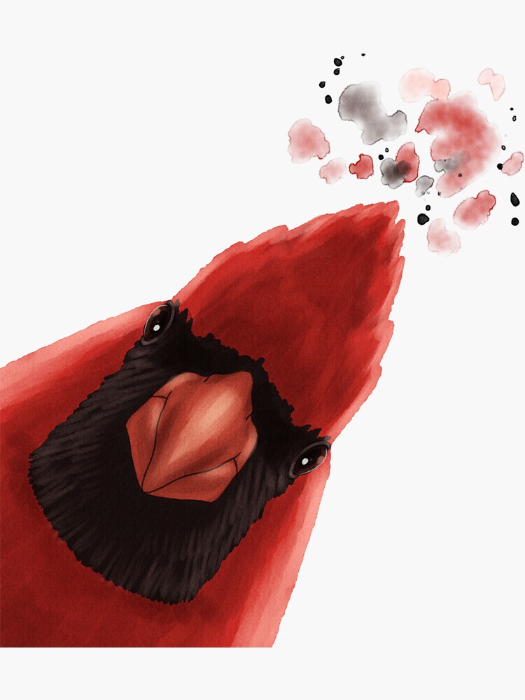 "Funny Curious Bird Northern Cardinal" Sticker for Sale by alwe-designs ...