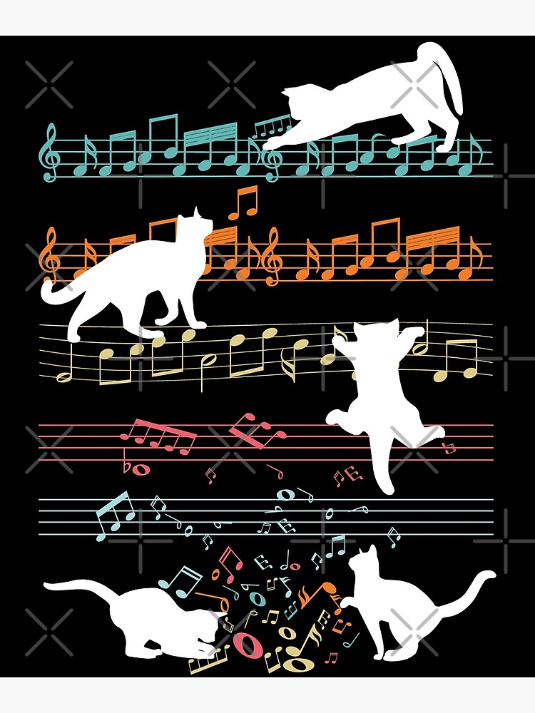 "Cute Cat Kitty Playing Music Note Clef Cute Cat Musician Art funny ...