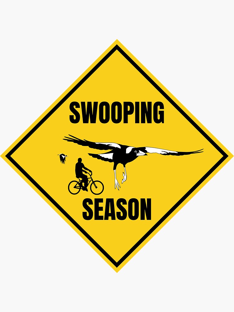 "Australian magpie swooping season warning sign" Sticker for Sale by ...