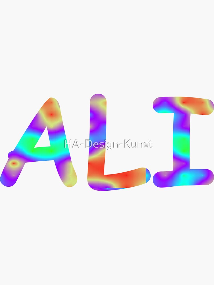 "First name: ALI" Sticker for Sale by HA-Design-Kunst | Redbubble