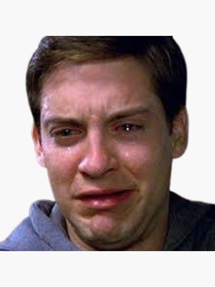 "Tobey Crying" Sticker for Sale by UrumiK | Redbubble