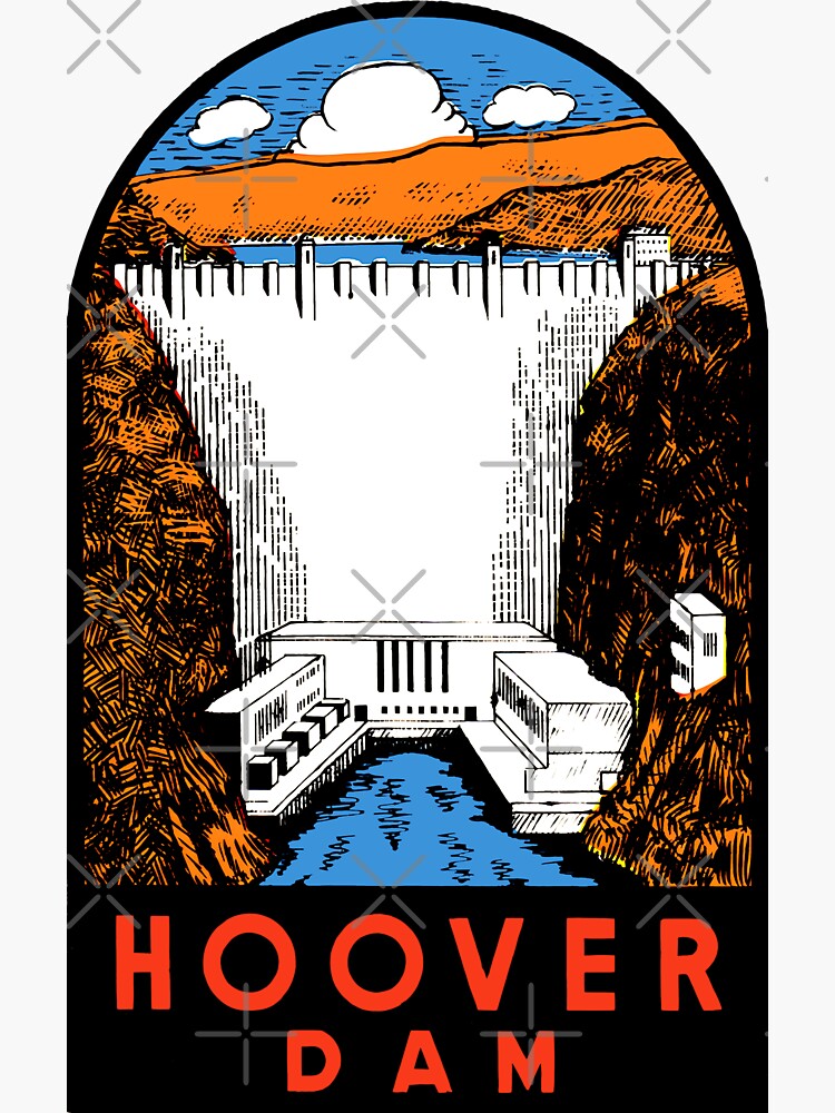 "Hoover Dam Arizona Nevada Vintage Travel Retro Souvenir" Sticker for ...