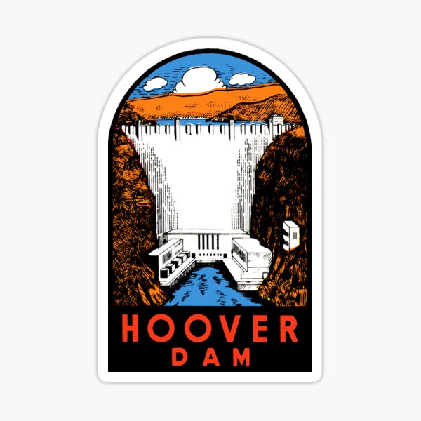 "Hoover Dam Arizona Nevada Vintage Travel Retro Souvenir" Sticker for ...
