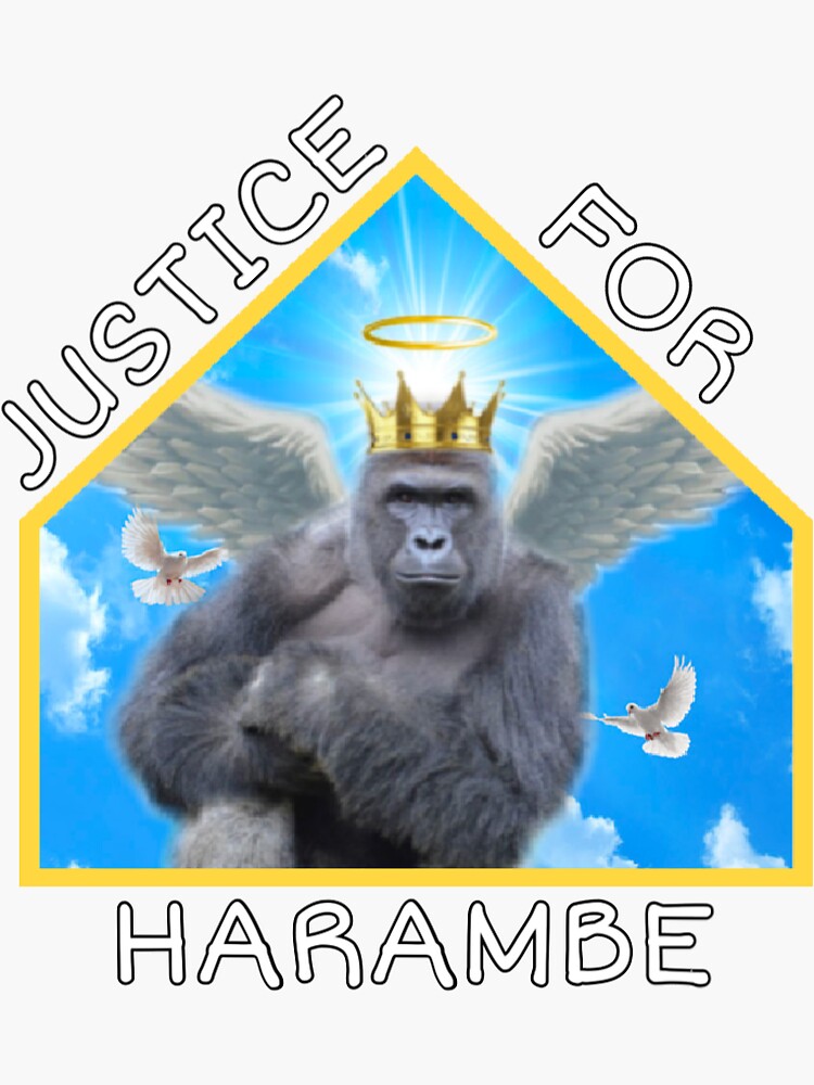 "JUSTICE FOR HARAMBE" Sticker for Sale by raccoonhunter69 | Redbubble