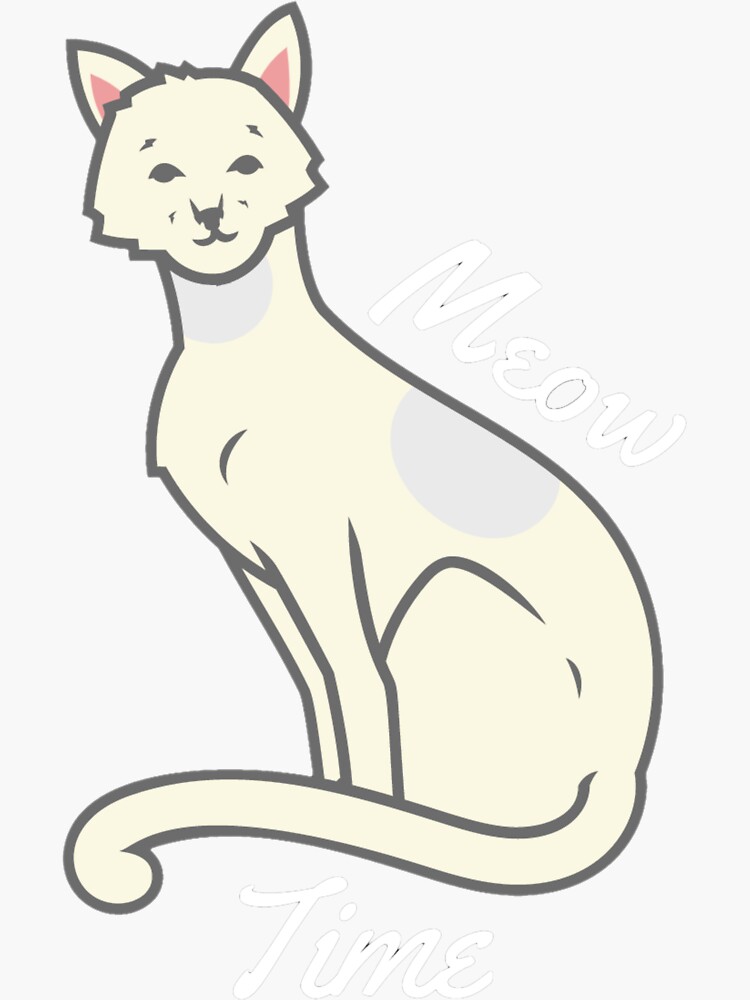 "Meow Time Kitty Beige/White" Sticker for Sale by deiw | Redbubble