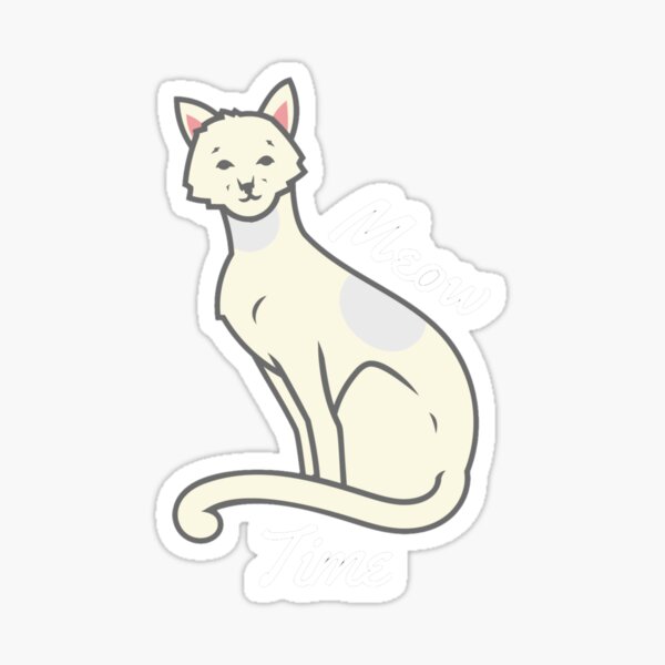 "Meow Time Kitty Beige/White" Sticker for Sale by deiw | Redbubble