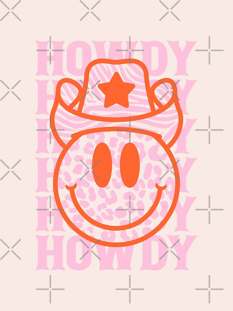 "HOWDY HOWDY HOWDY Preppy Smiley Smile Face Leopard Texture Cowboy ...