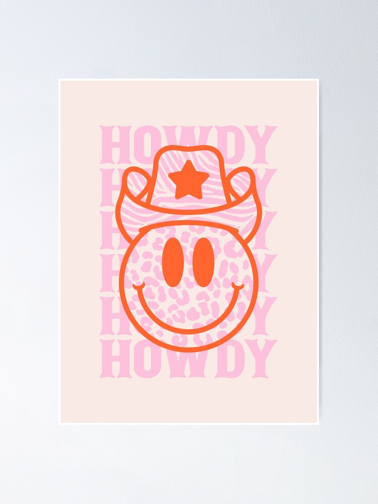 "HOWDY HOWDY HOWDY Preppy Smiley Smile Face Leopard Texture Cowboy ...