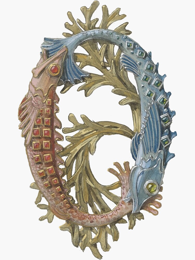 "Infinity Fish || heraldic-style fish illustration || pisces " Sticker ...