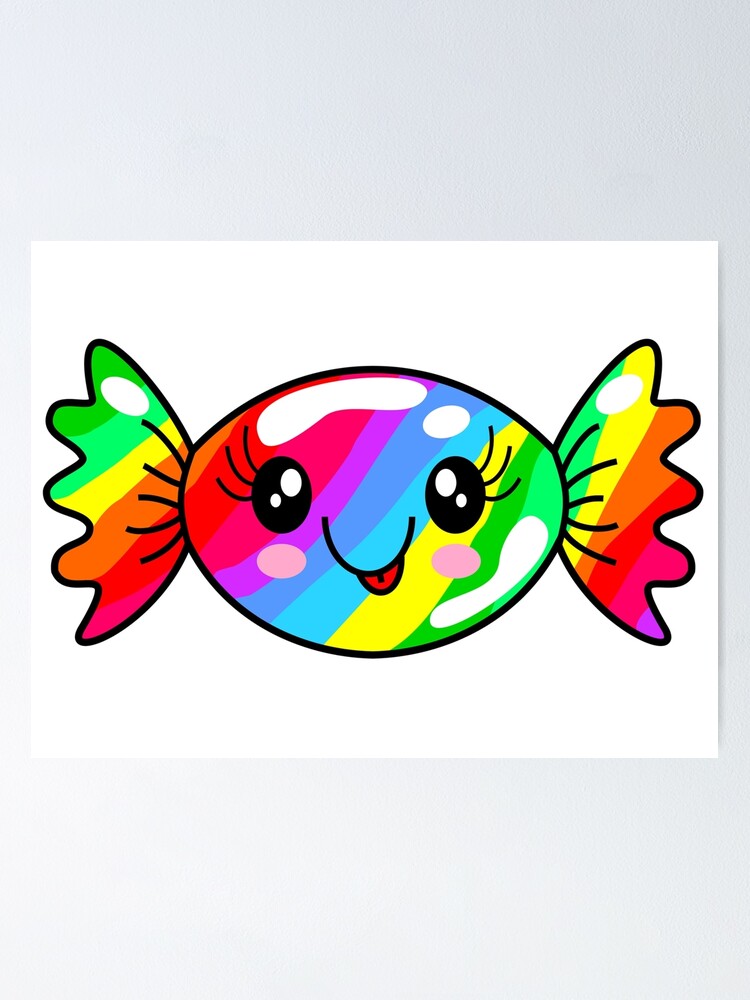 "Kawaii Rainbow Candy With Adorable Smile" Poster for Sale by ...