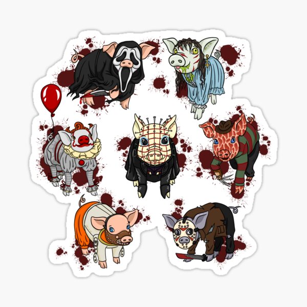 "Spooky Pigs" Sticker for Sale by Amyloink | Redbubble