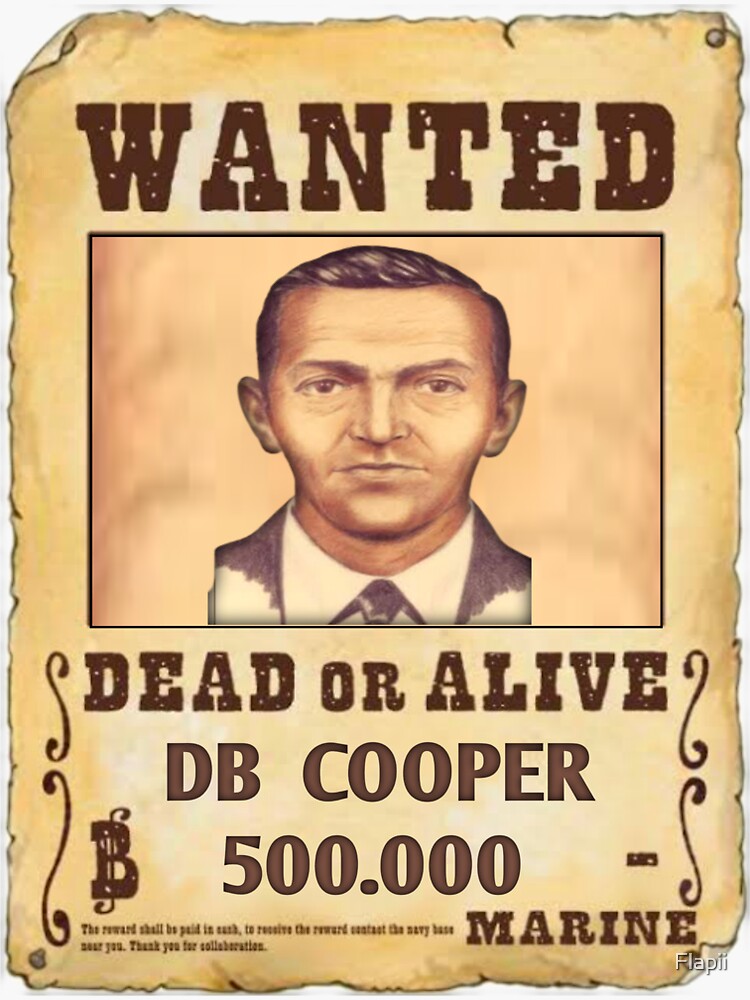 "Db cooper wanted - one piece poster" Sticker for Sale by Flapii ...