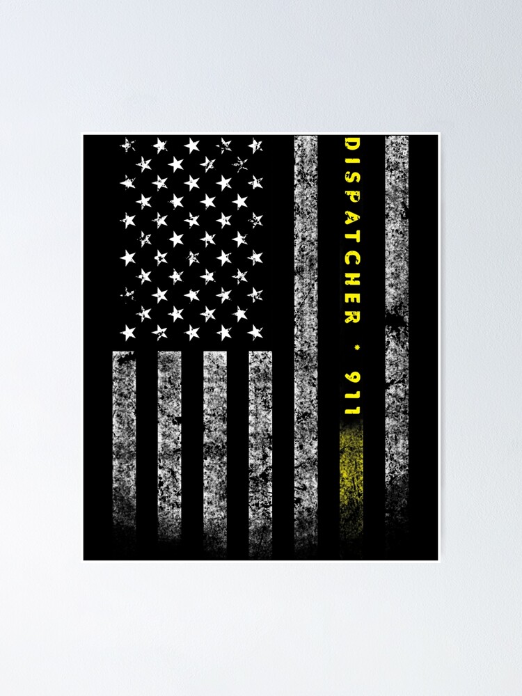"American Flag 911 Dispatcher gold line USA Flag" Poster for Sale by ...