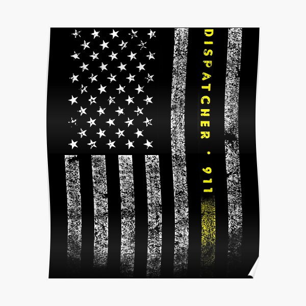 "American Flag 911 Dispatcher gold line USA Flag" Poster for Sale by ...