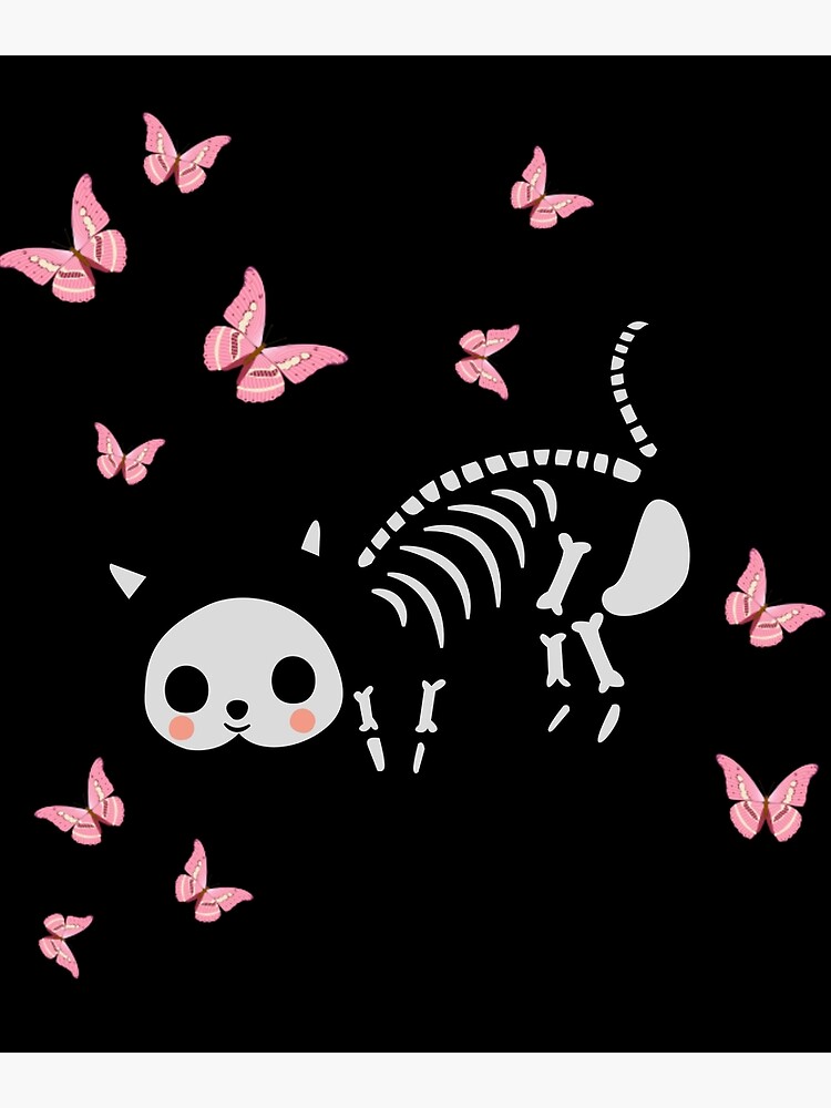 "Cute Skeleton Cat and Butterfly " Poster for Sale by two7designs ...