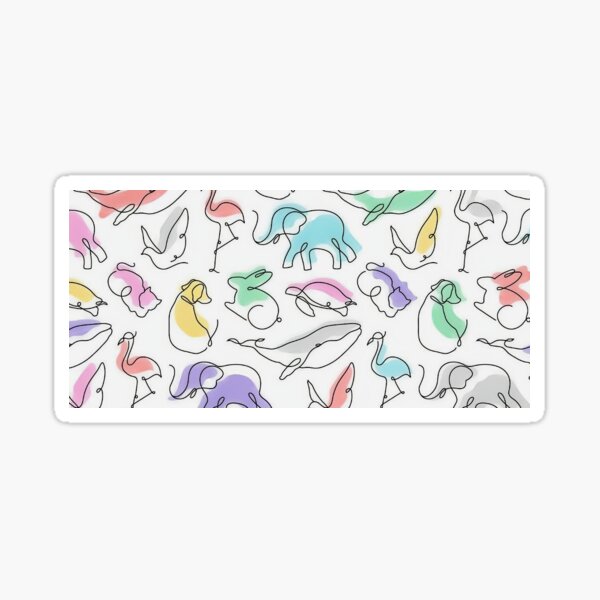 "Colored Animal Line Art" Sticker for Sale by Qu1xer | Redbubble