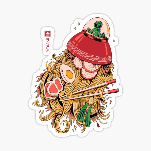 "Alien Ramen Invasion" Sticker for Sale by quilimostock | Redbubble