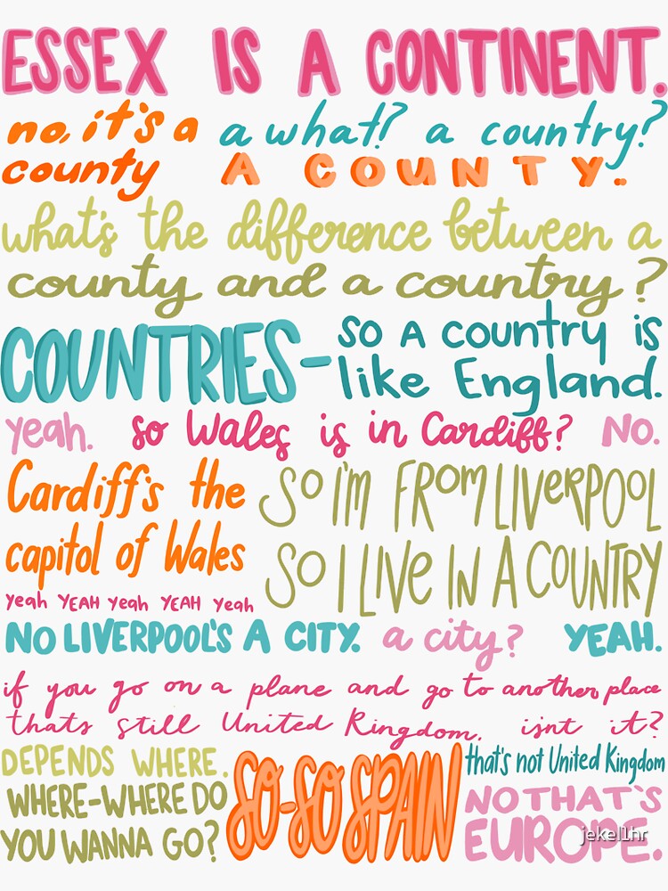 Essex Is A Continent Liuk Sticker For Sale By Jekel1hr Redbubble