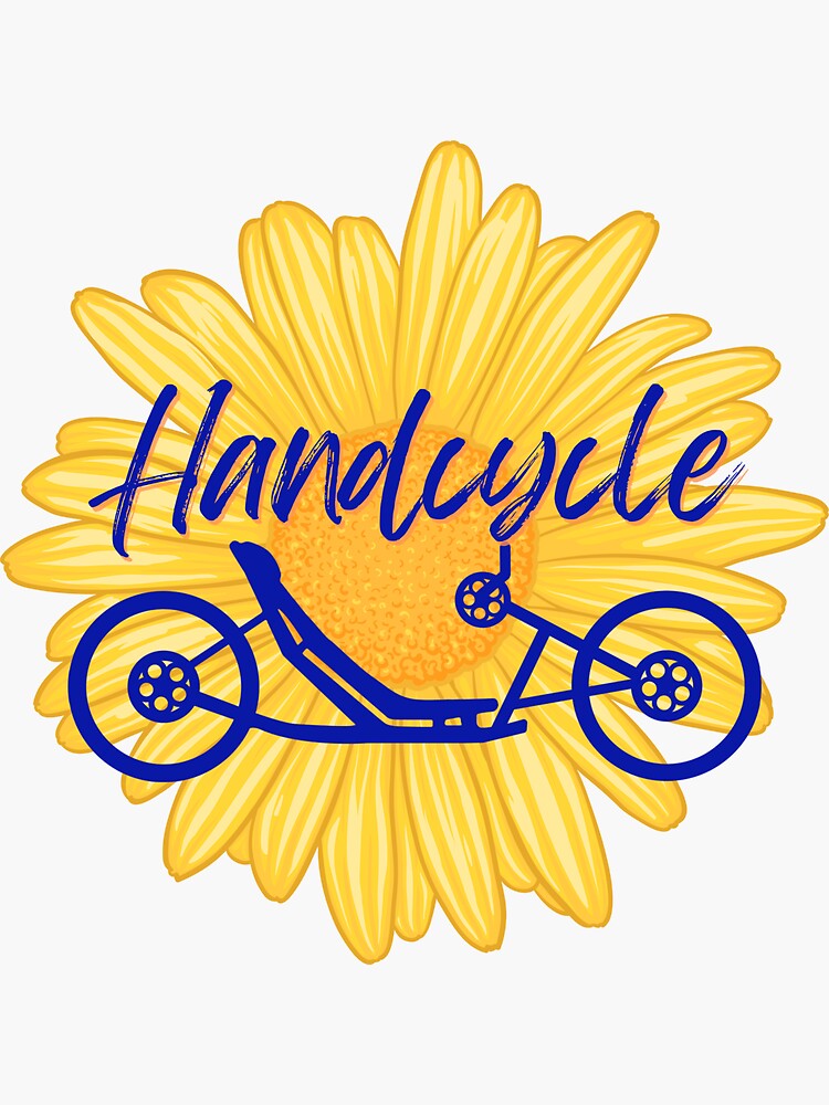 "Recumbent Life Design - Handcycle Yellow Daisy" Sticker for Sale by ...