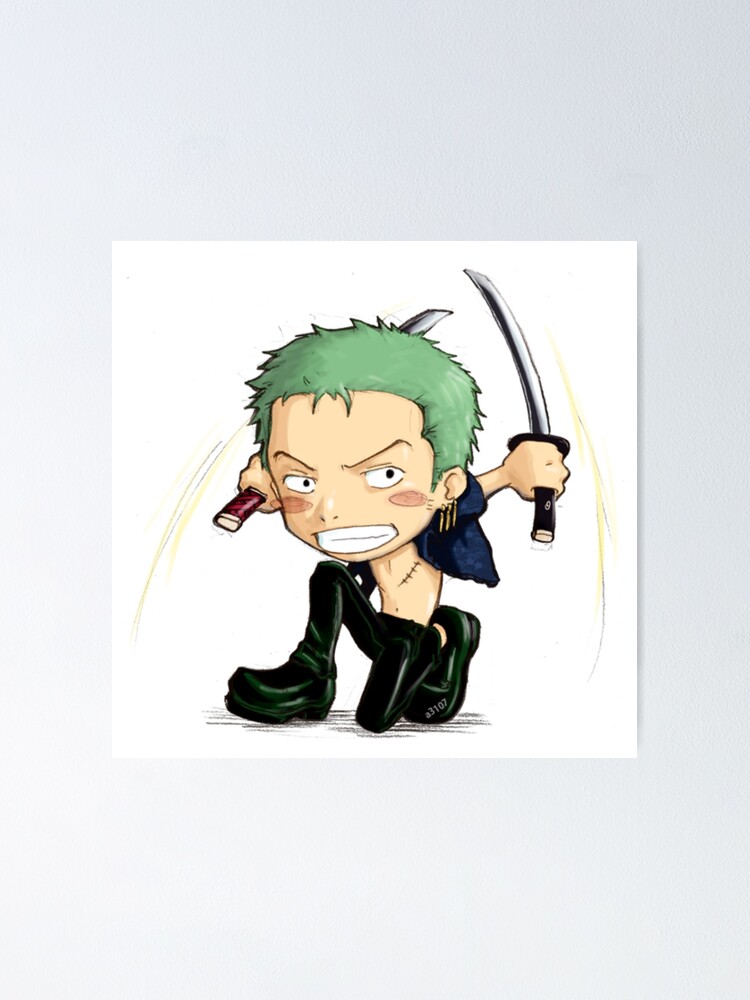 "Roronoa Zoro from One chibi Piece" Poster for Sale by RareDais | Redbubble