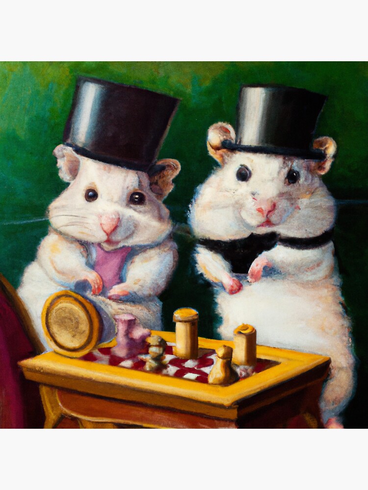 "Two Fancy Hamsters Playing Chess" Sticker for Sale by AI-Design-Team ...