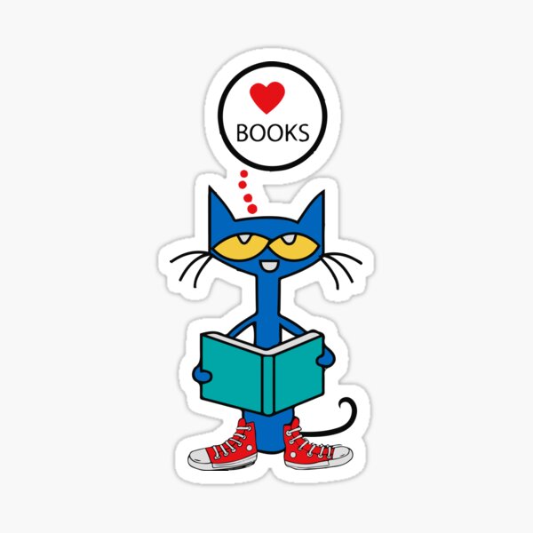 "Pete the cat love books" Sticker for Sale by Ak1storE | Redbubble