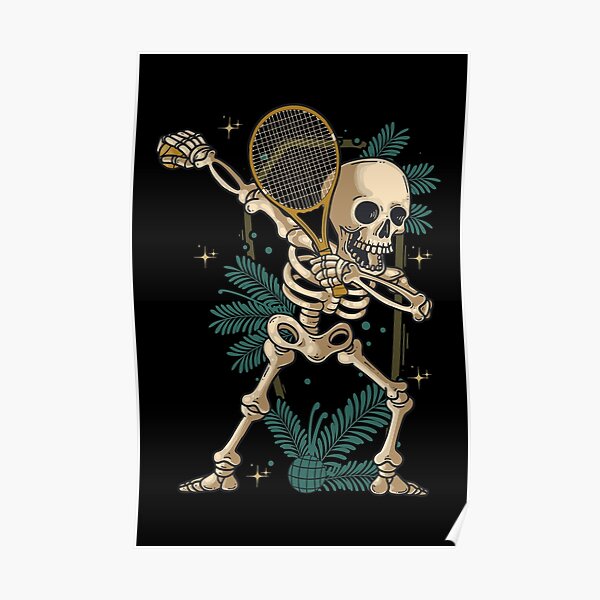 "Tennis Dabbing Skeleton Tennis with Racket Halloween Costume" Poster ...