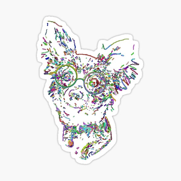 "Nerdy dog color line art" Sticker for Sale by Fruperi | Redbubble